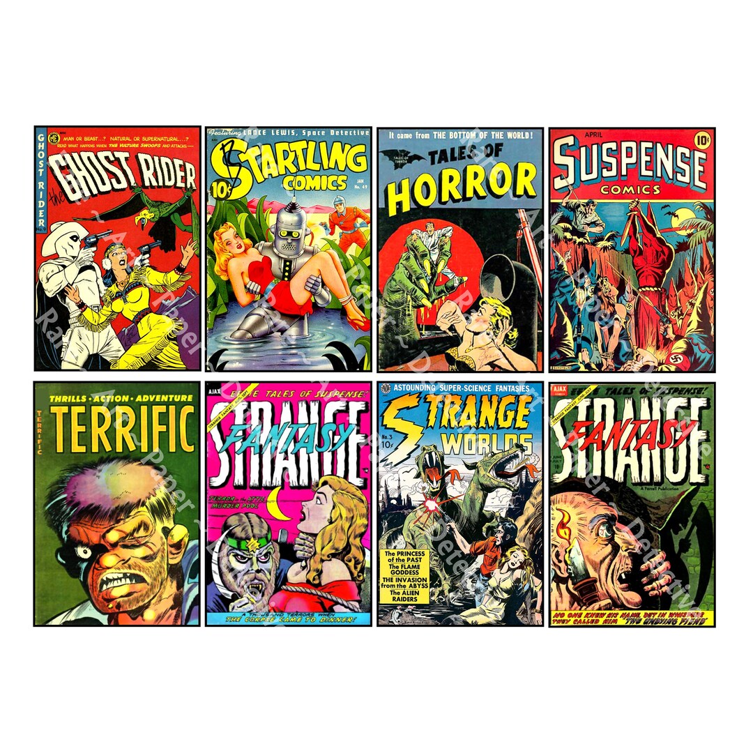 Horror Comic Book Cover Stickers, Classic Comics, Vintage Halloween ...