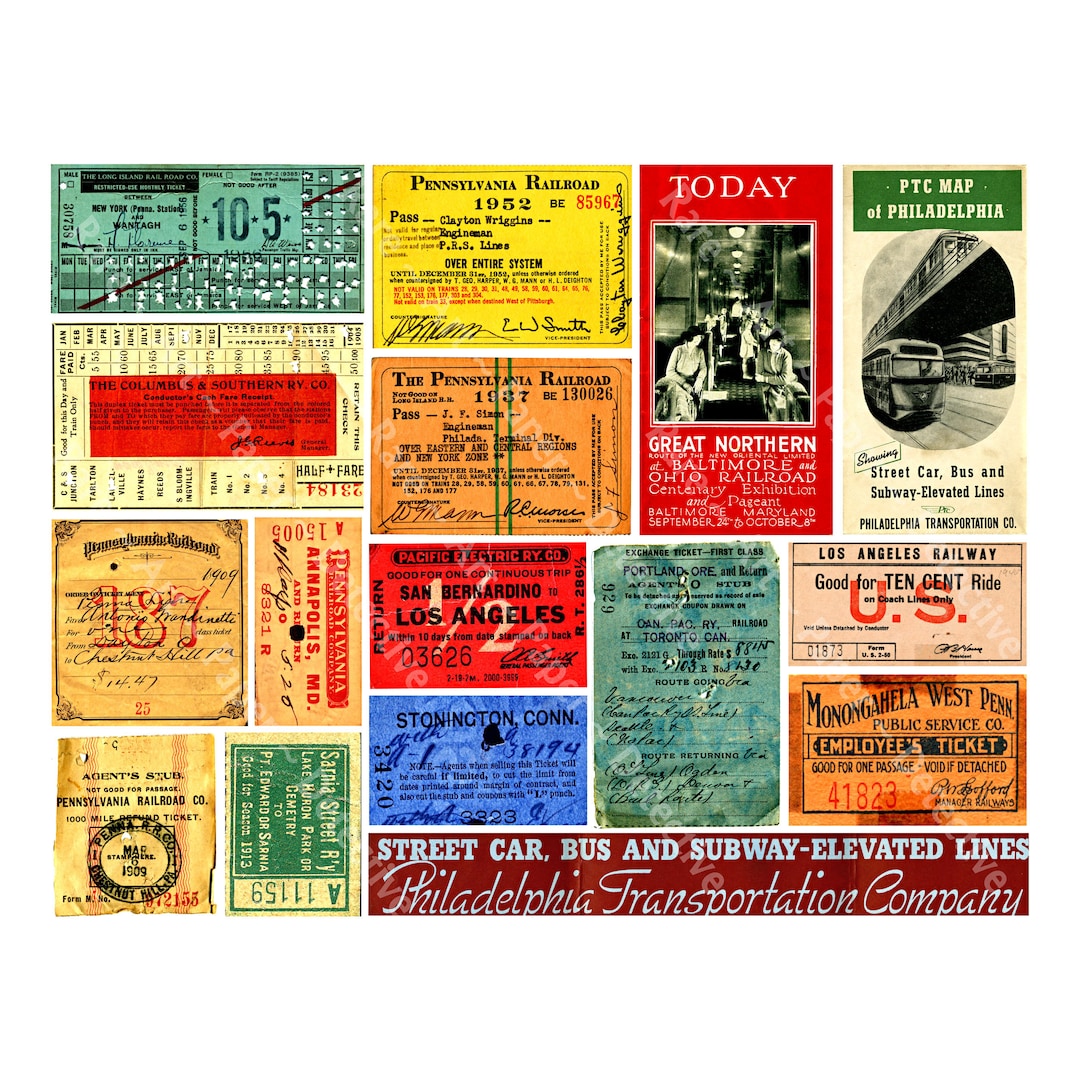Railroad Ticket Stubs, 16 Reproduction Tickets, Train Travel, Travel ...