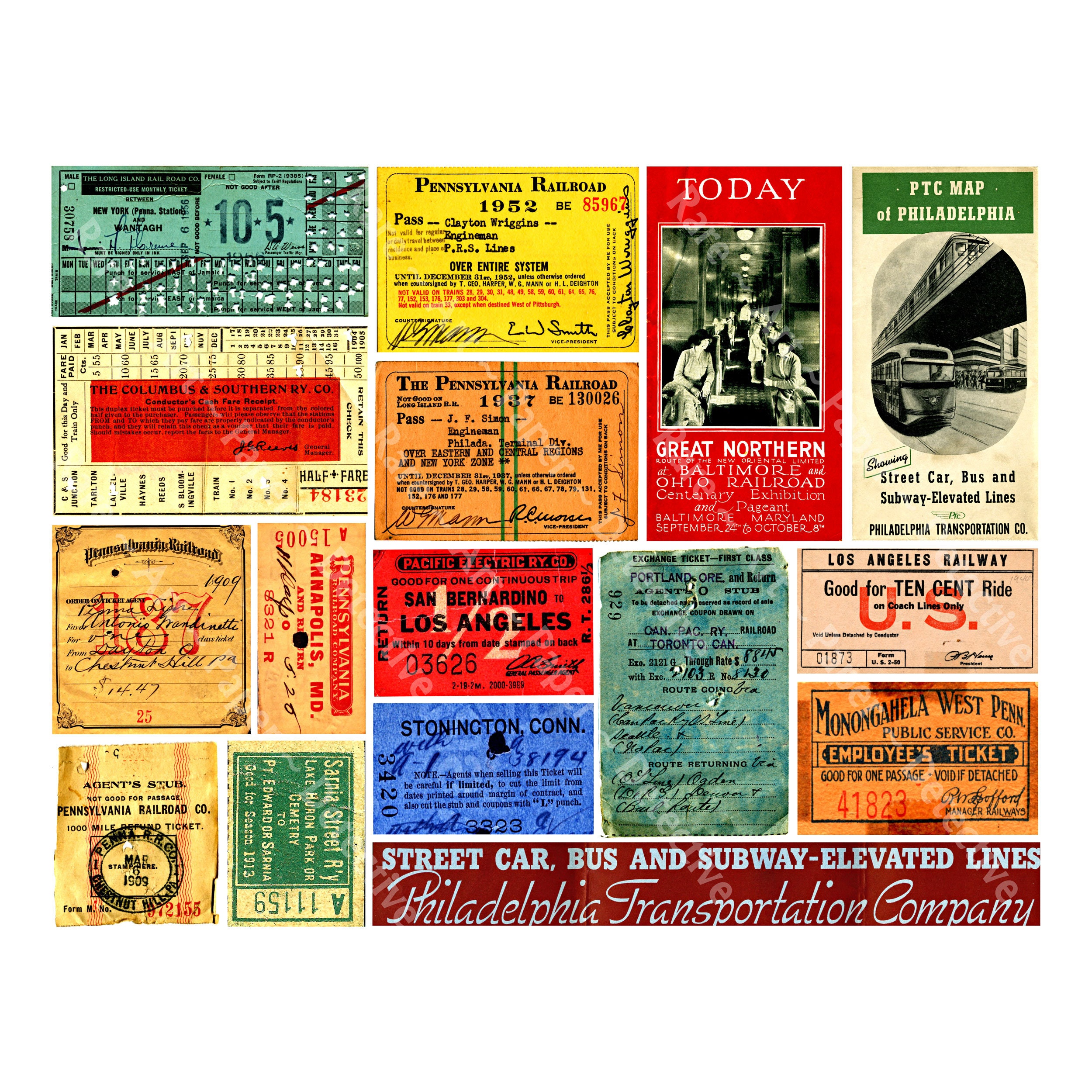 Railroad Ticket Stubs, 16 Reproduction Tickets, Train Travel, Travel ...