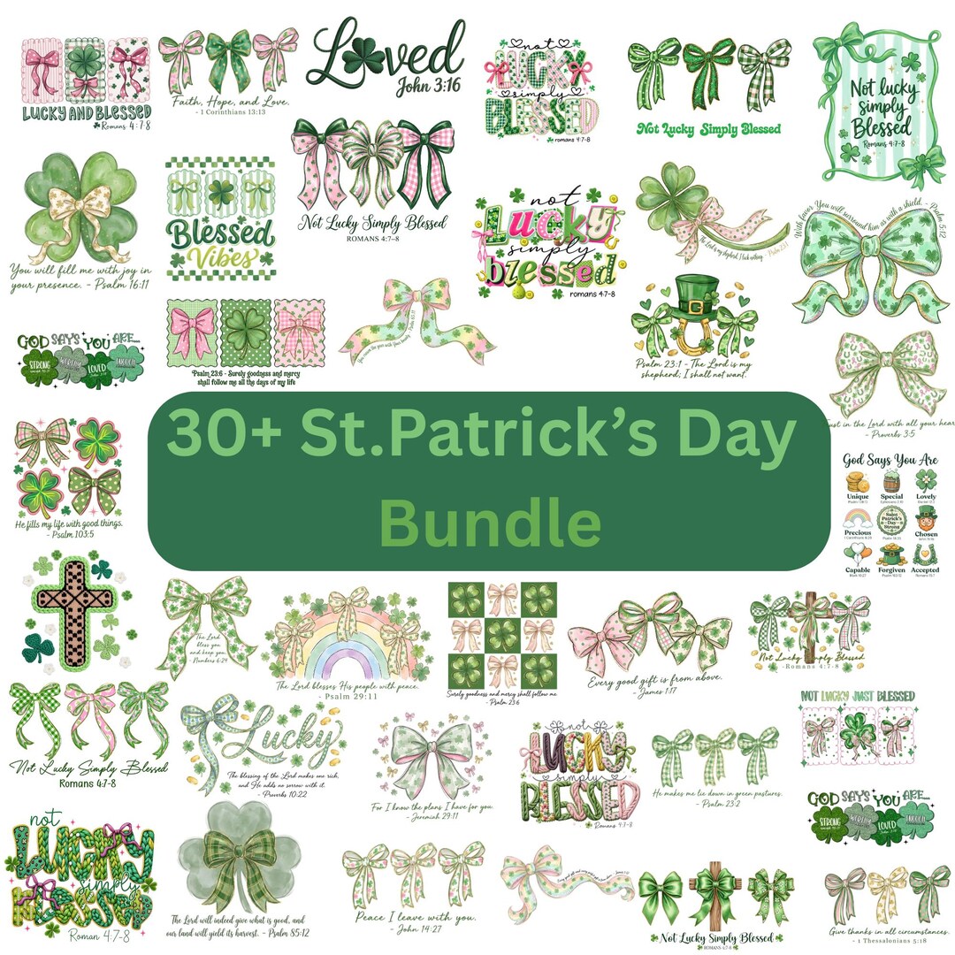 St. Patrick's Day Christian PNG Bundle, Clover Bow (digital Download ...