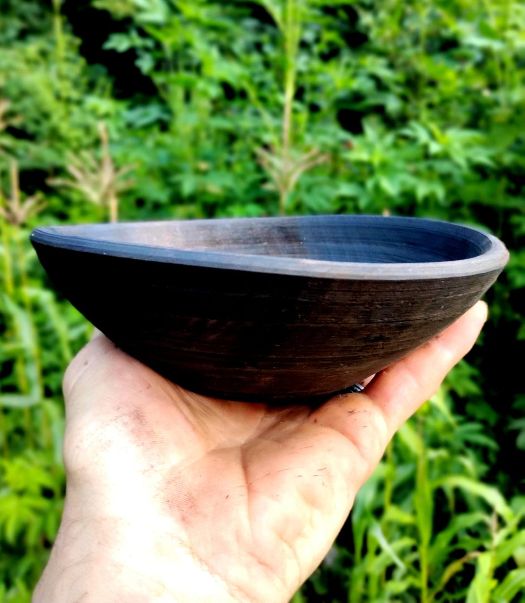 Hand-turned Ebonized Cherry Wood Bowl – 7" Rustic Bowl Made on Pole ...