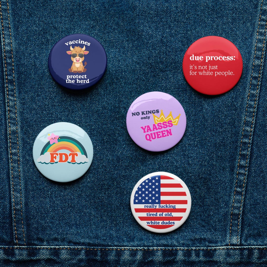No Kings Protest Button Set: Anti-fascist Protest Pins 2.25" - Etsy UK