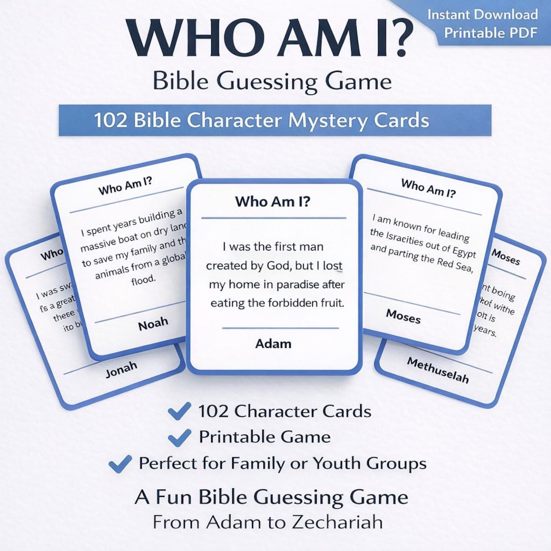 Bible Who Am I Game — 102 Scripture Flashcards for Kids - Etsy