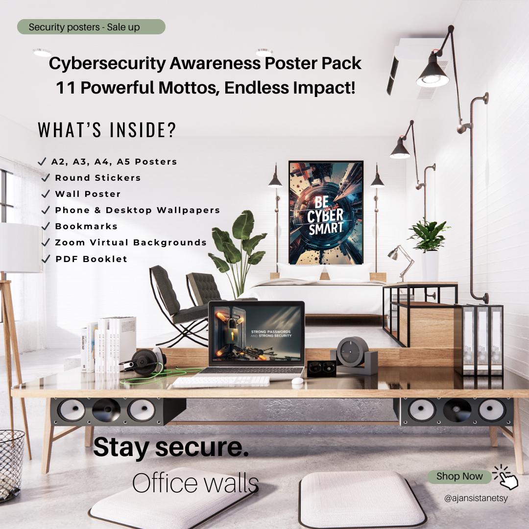 Cybersecurity Awareness Poster Bundle - Infosec Wall Art, Stickers ...