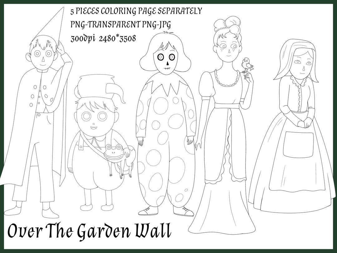Over the Garden Wall Characters Coloring Set | Wirt Greg Sara Beatrice ...