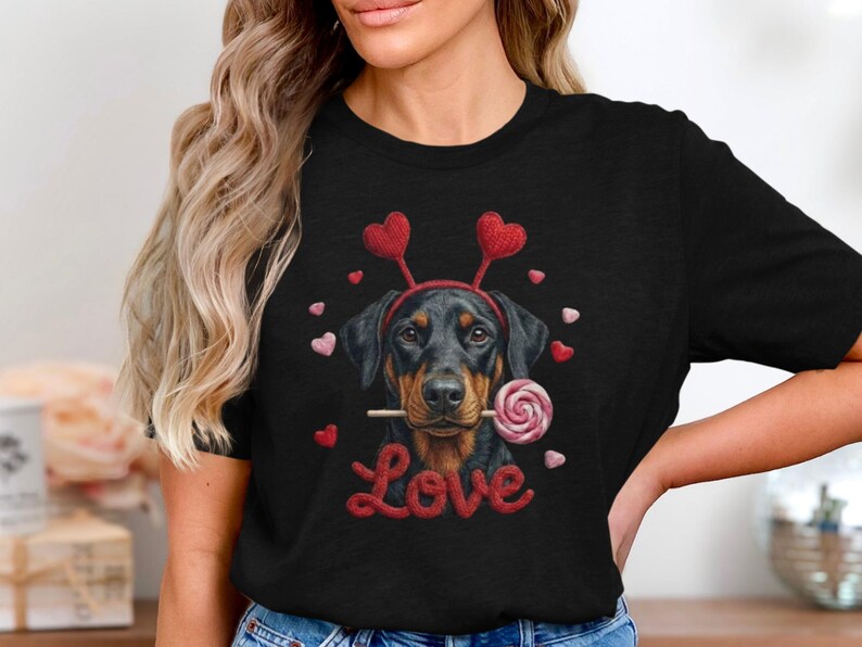 Valentine Doberman T-shirt, Love Dog Tee, Heart Headband Puppy Shirt - Etsy