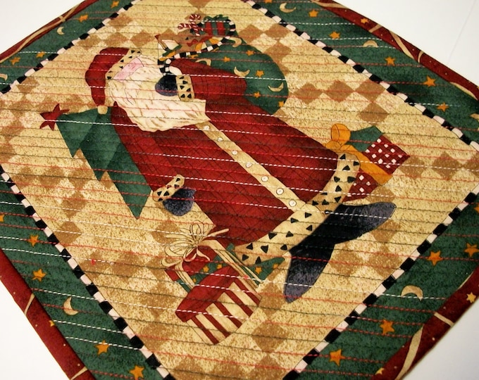 Santa Snack Mat Mug Rug Quilted Handmade Christmas Winter - Etsy