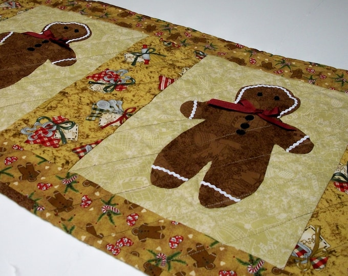 Gingerbread Man Table Runner Christmas Holidayhand Applique - Etsy