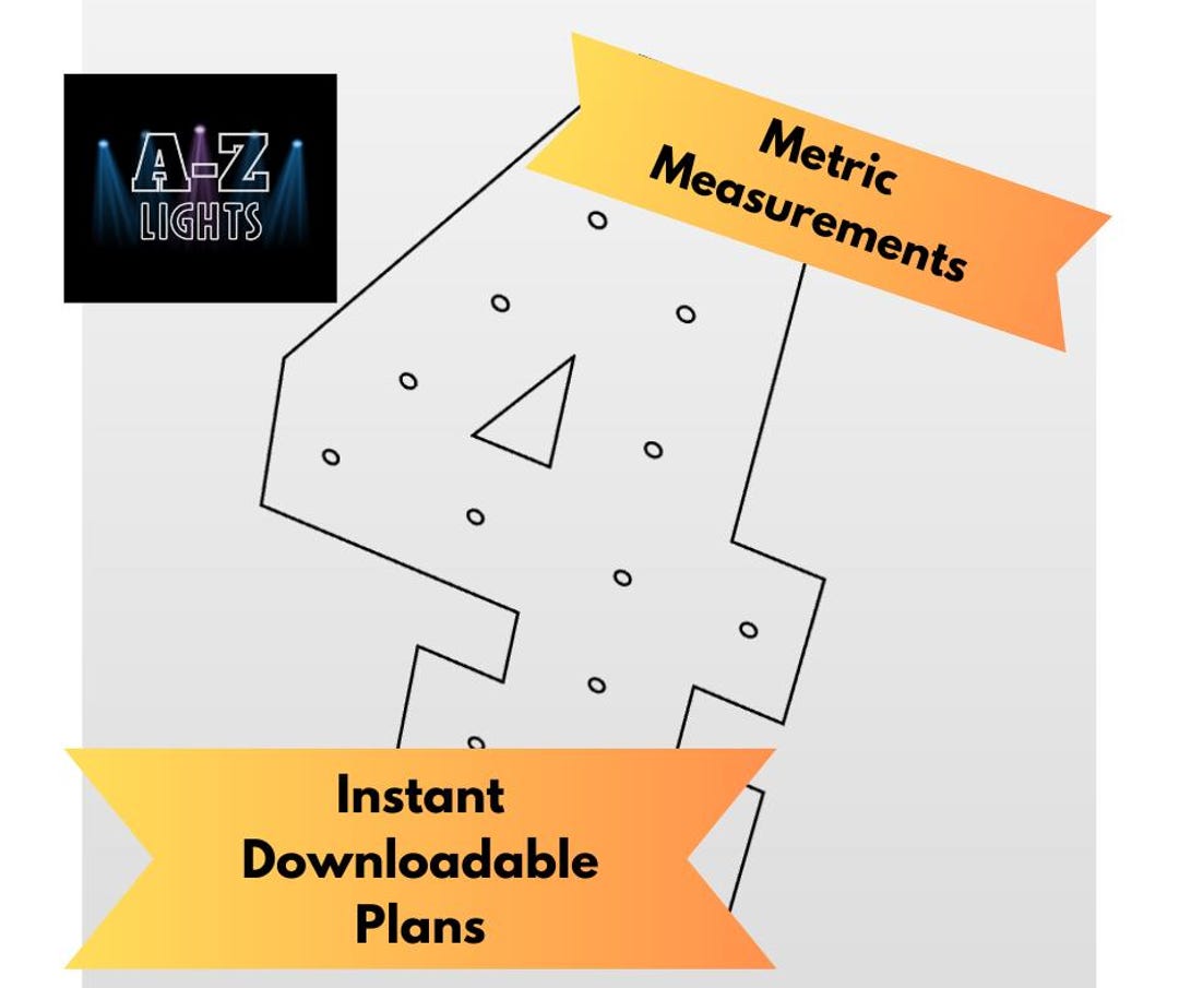 4ft '4' Marquee Number Plans Blueprints Templates Light up Numbers ...