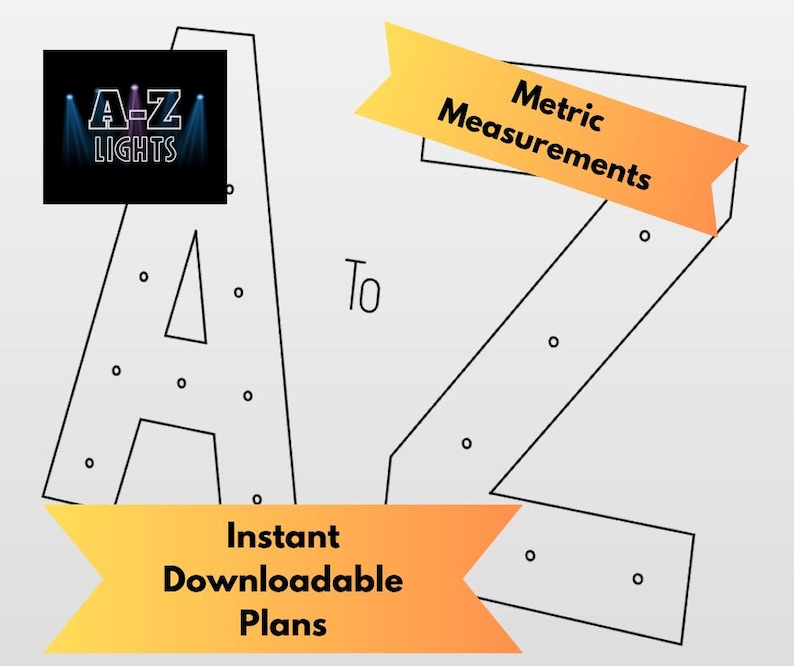 4ft 'A-Z' Marquee Letter Plans Blueprints Templates Light up Numbers ...