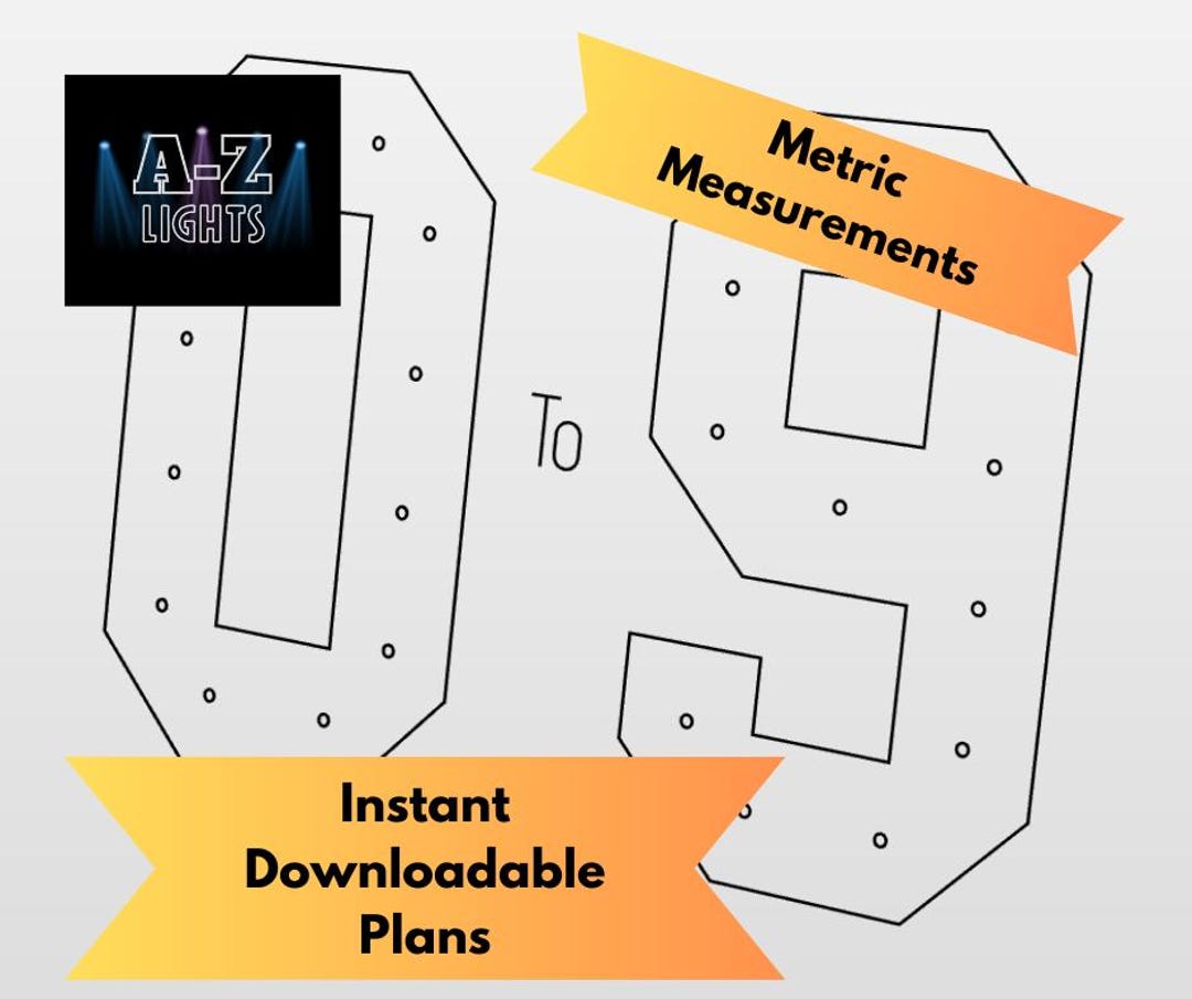 4ft '0-9' Marquee Number Plans Blueprints Templates Light up Numbers ...
