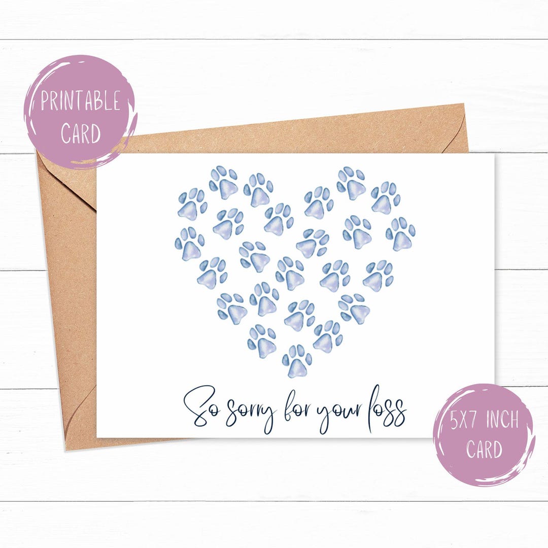 Printable Dog Condolence Card | Dog Loss Card | Dog Sympathy Card ...