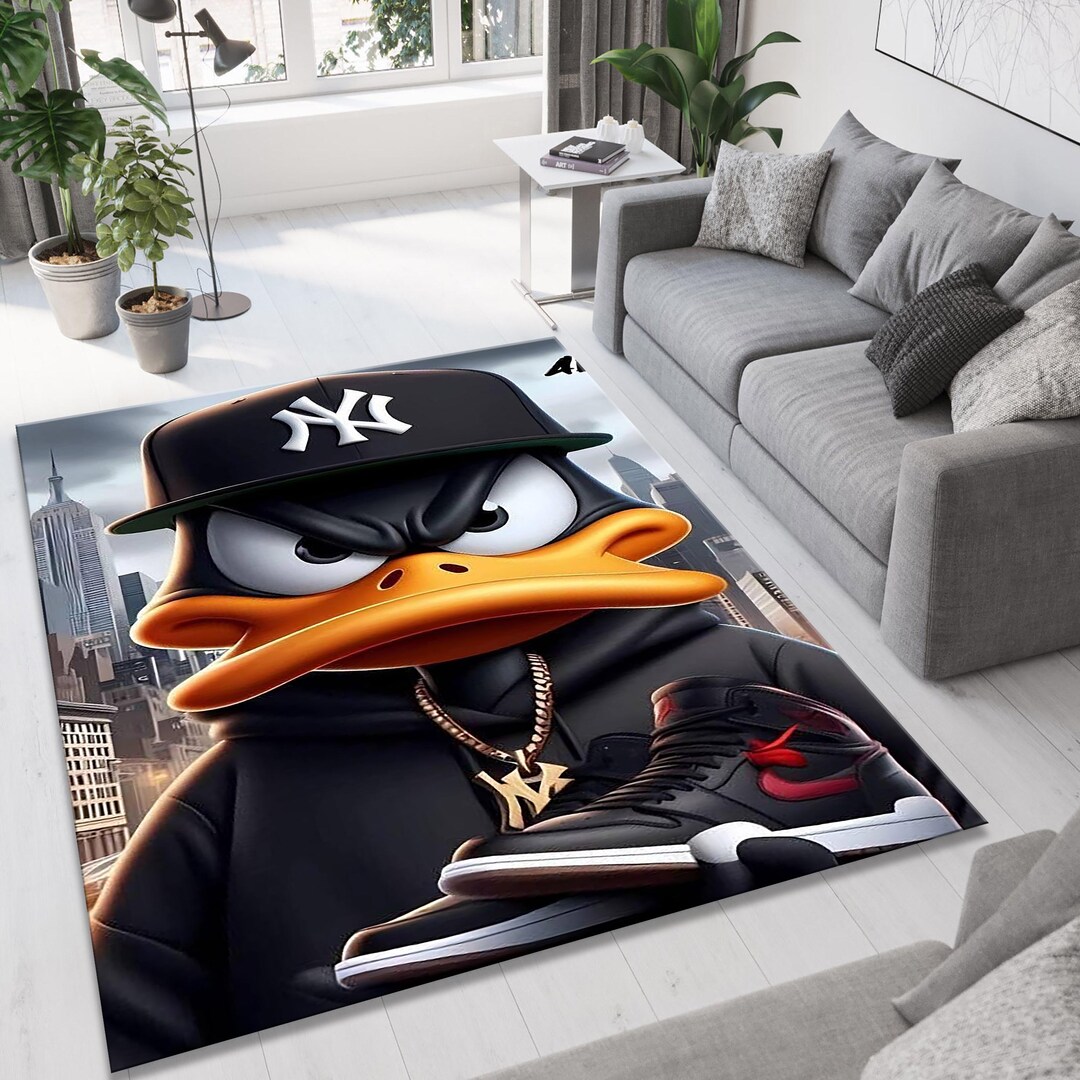 Daffy Duck Decor, Game Room Rug, Living Room Rug, Gift for Boys, Rug ...