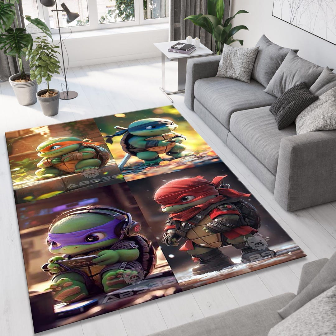 Ninja Turtle Design, Unique Cartoon, Inspired Floor Mat for Kids Rooms ...