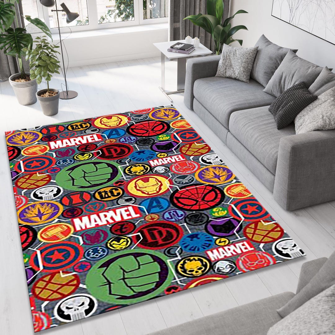 Marvel Character Logos, Avengers Logos Rug, Marvel Rug, Movie Rug ...