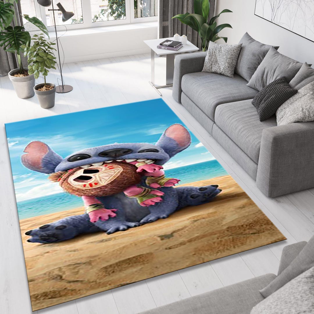 Lilo and Stitch Rug, Cartoon Characters Rug, Stitch Fan Rug, Anime Art ...