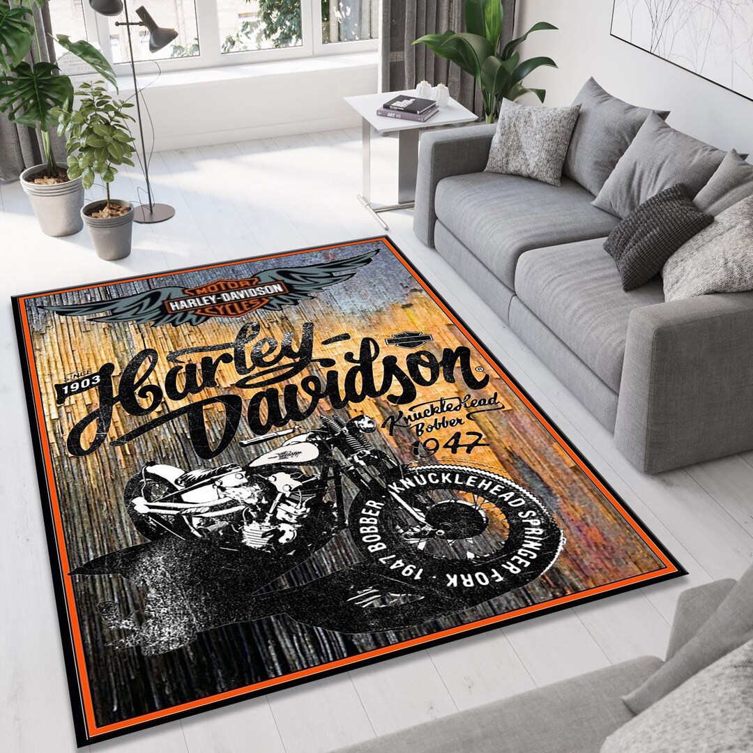 Harley Davidson Rug, Motor Bike Riders, Bike Fans, Motorcycle Rug ...