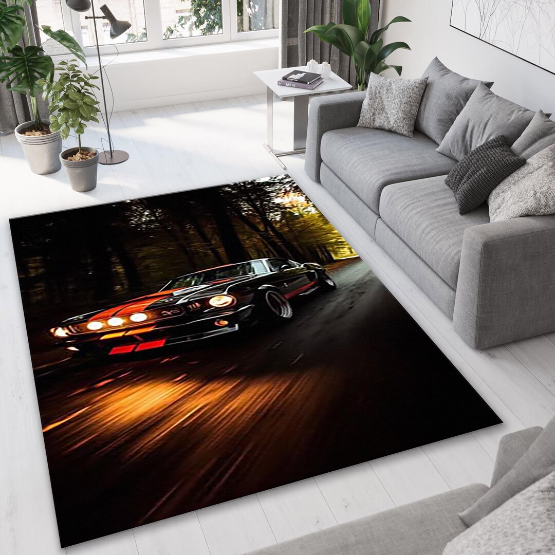 Ford Mustang Car Rug, Shelby, Tuning Car Rug, 1967 Model,living Room ...