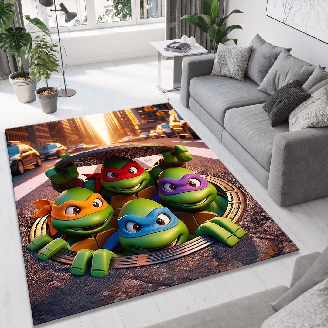 Ninja Turtle Design, Unique Cartoon, Inspired Floor Mat for Kids Rooms ...