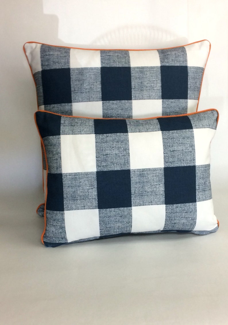 Blue and White Buffalo Check Pillows Blue and White Gingham - Etsy