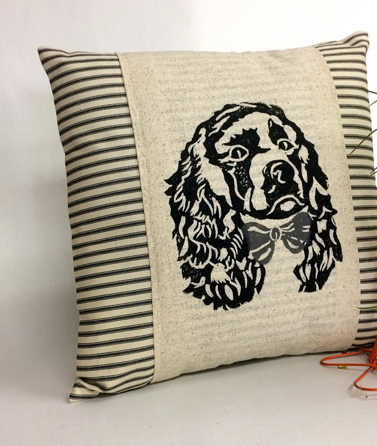 Cocker Spaniel Pillow Hand Block Print Decorative Accent - Etsy