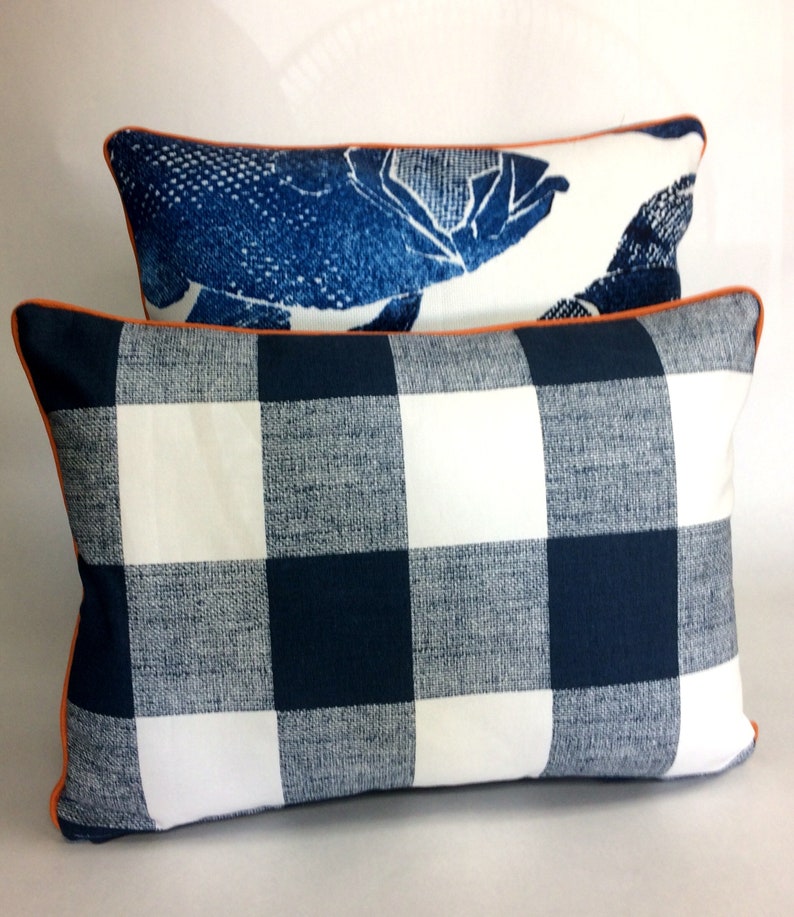 Blue and White Buffalo Check Pillows Blue and White Gingham - Etsy
