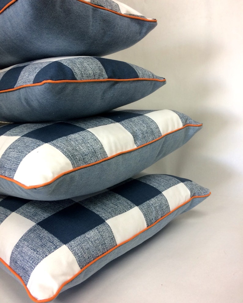 Blue and White Buffalo Check Pillows Blue and White Gingham - Etsy