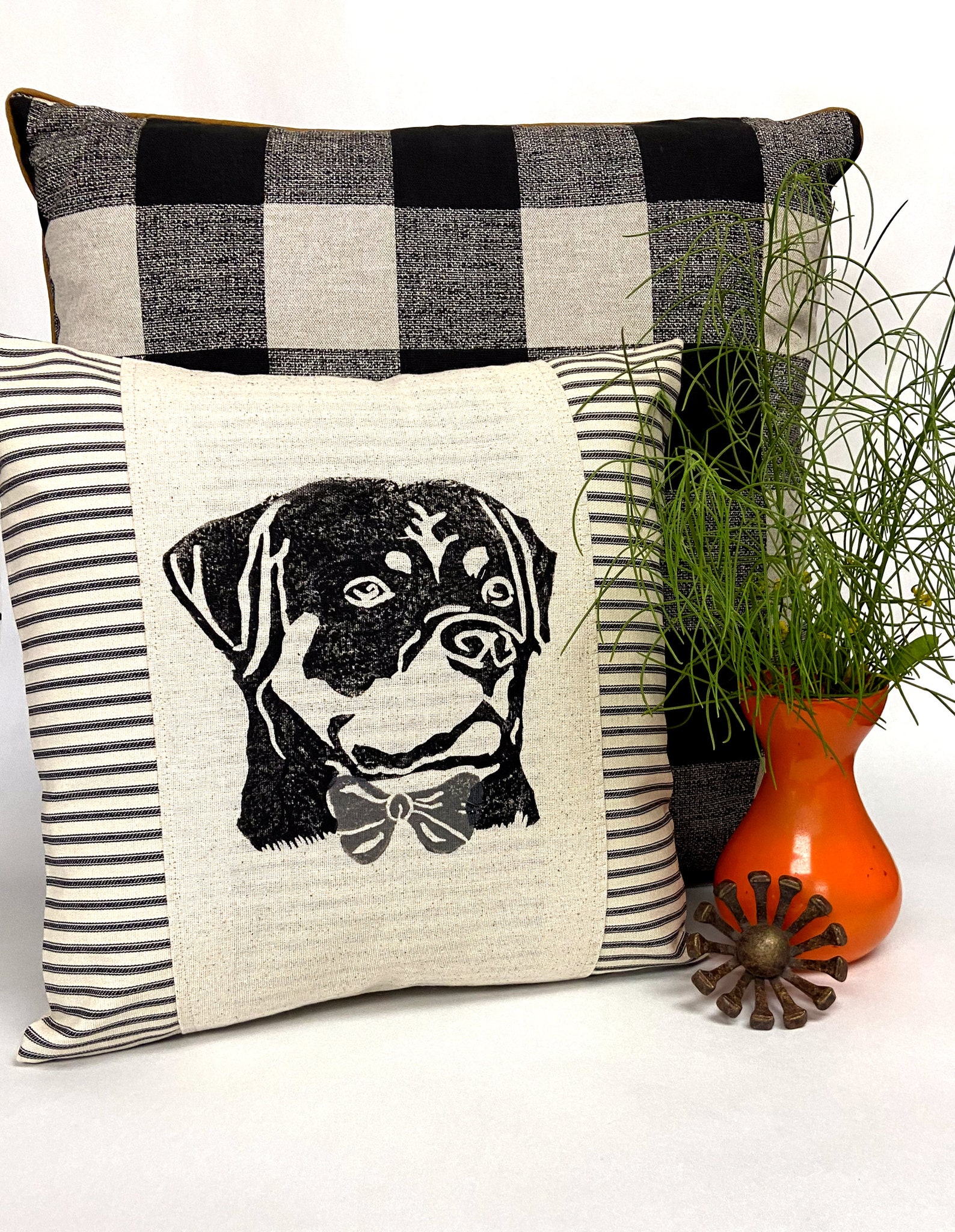 Rottweiler Block Print Decorative Pillow / Rottie Decorative - Etsy