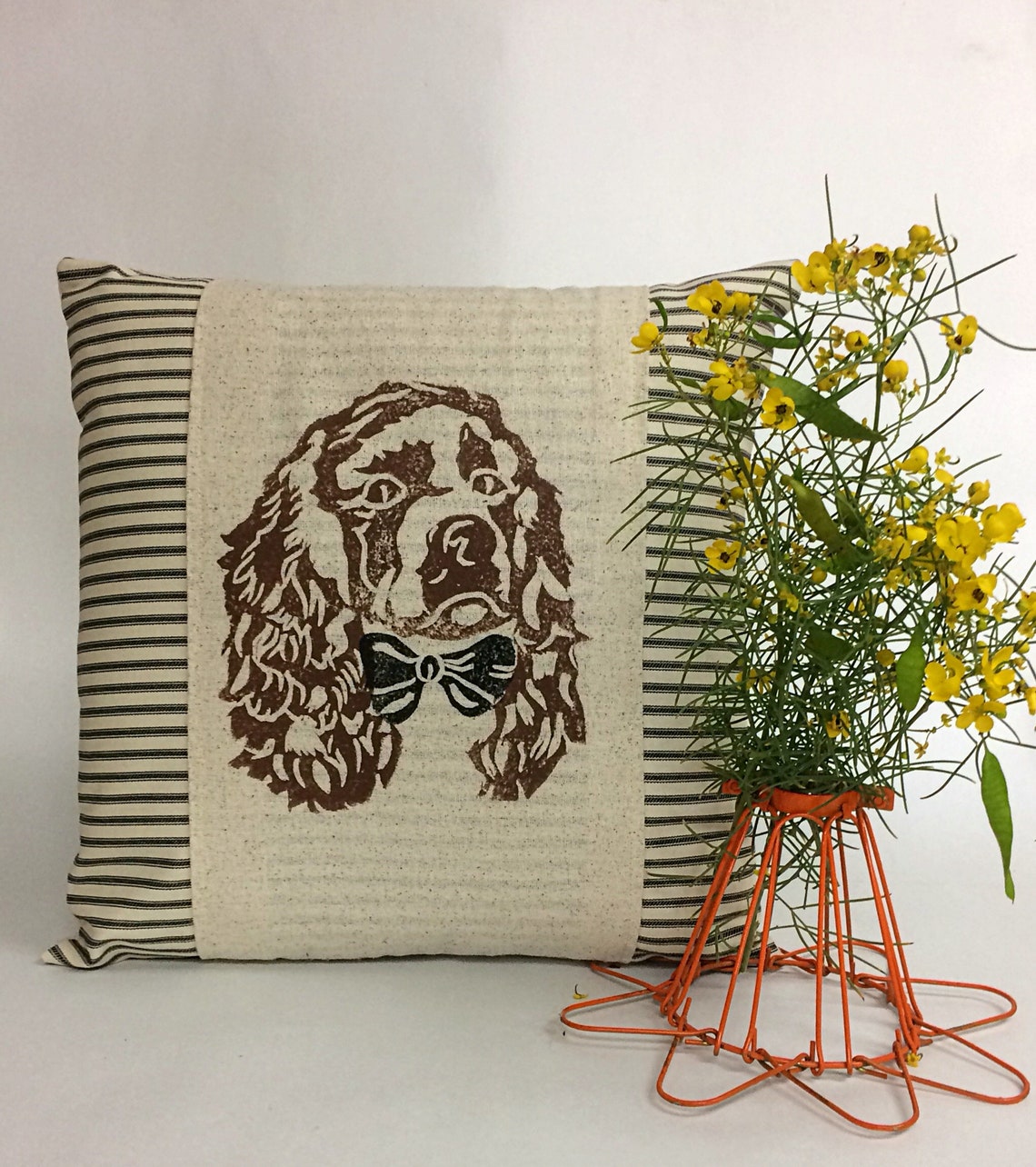 Cocker Spaniel Pillow Hand Block Print Decorative Accent | Etsy