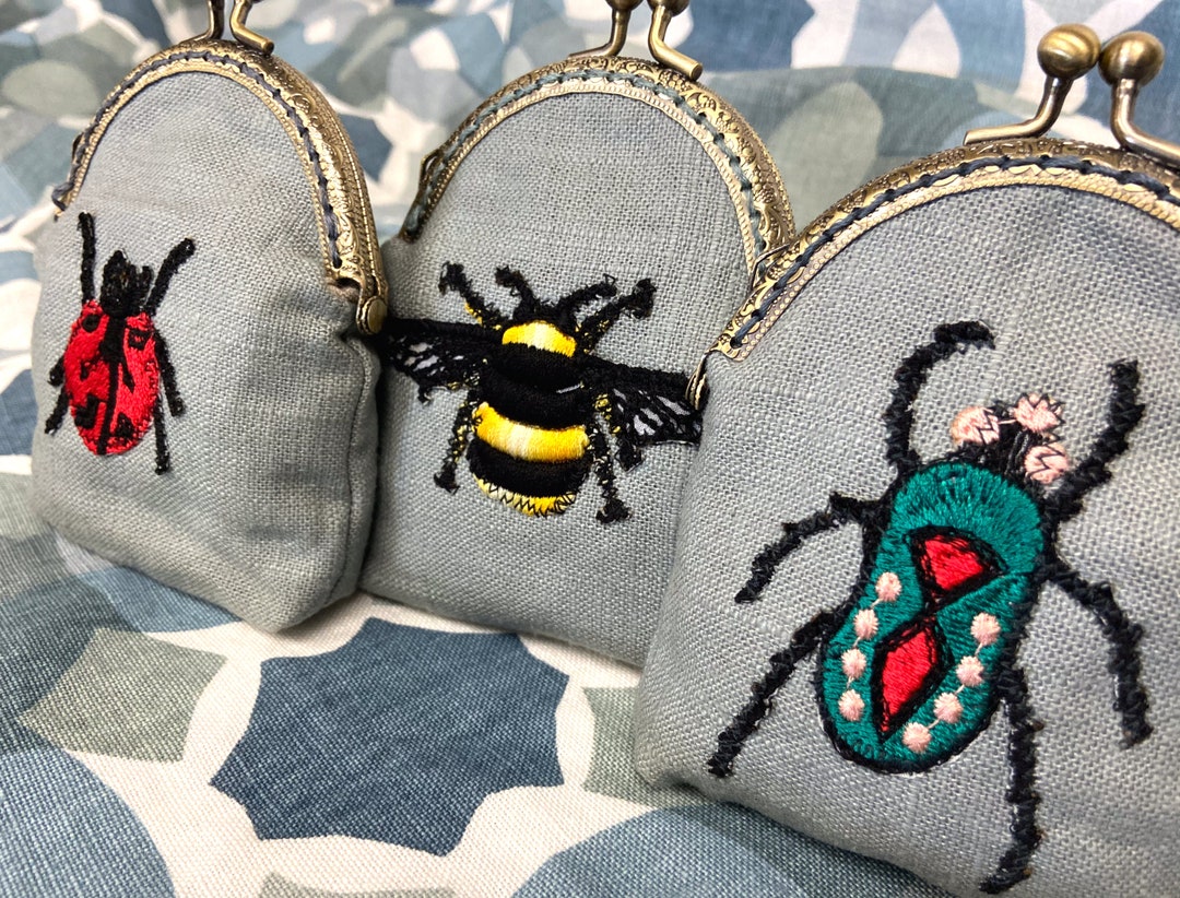 Hand Crafted Coin Purse/ Bee Insect Coin Purse / Gifts for Her Lady Bug ...