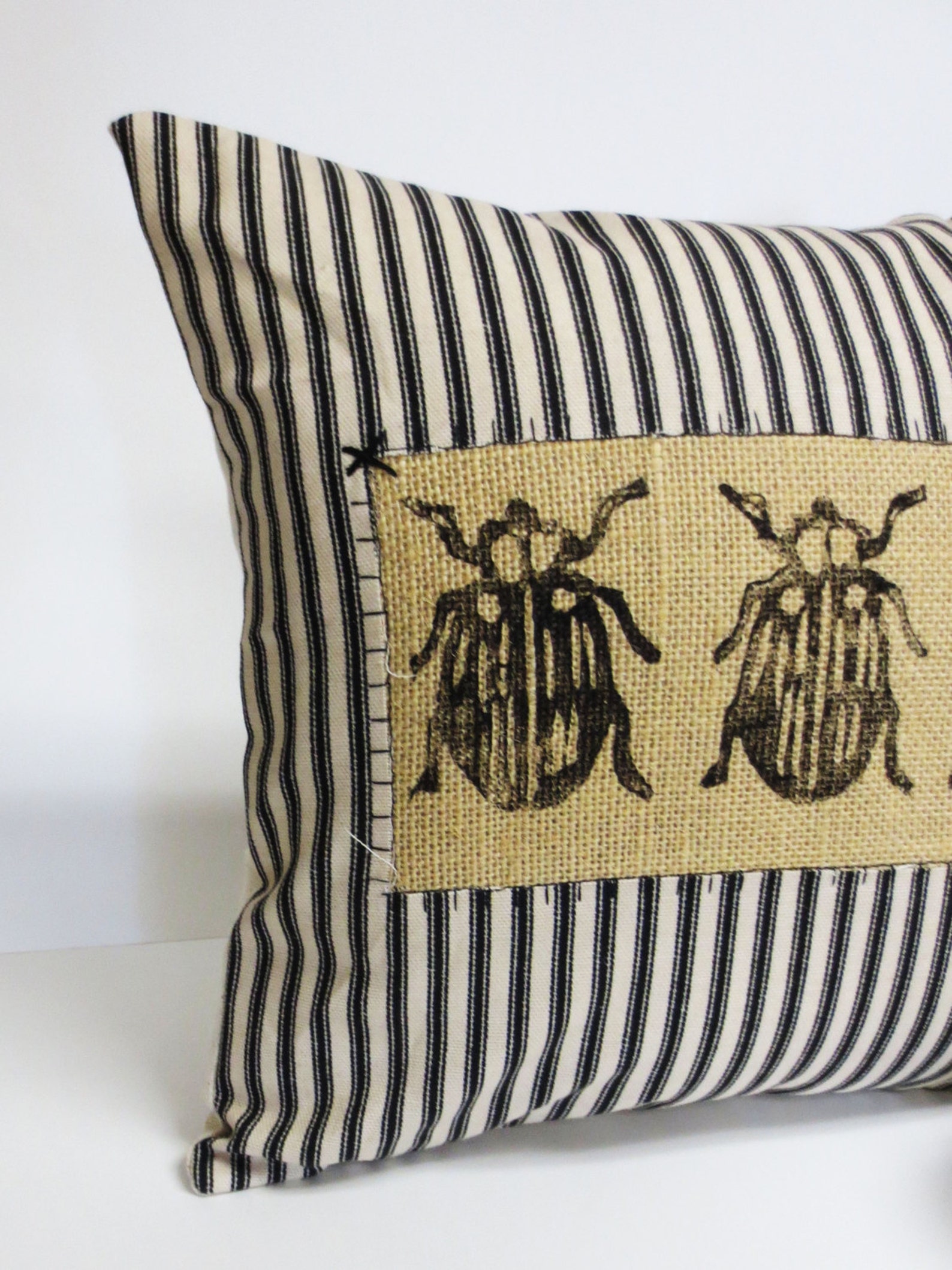Insect Beetle Print Burlap Pillow: Gothic Spooky Decor - Etsy