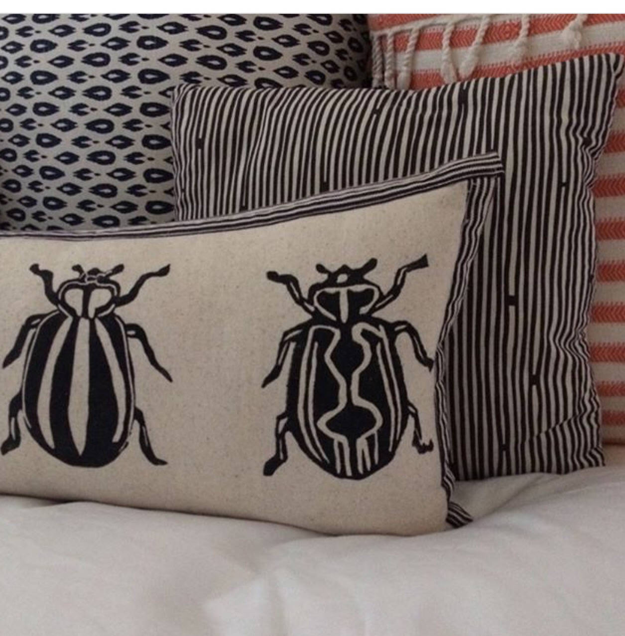 Insect Print Kidney Pillow Decorative Insect Block Print | Etsy