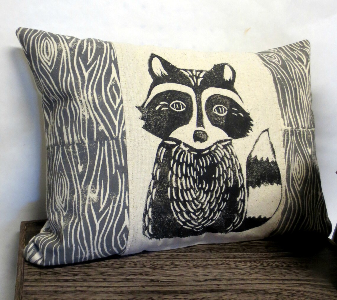 Raccoon Pillow // Woodland Raccoon Pillow // Woodland Nursery | Etsy