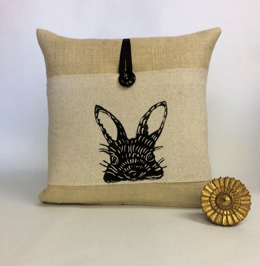 Bunny Rabbit Pillow, Throw Pillow Cushion Cover, Nursery Decor, Rabbit ...