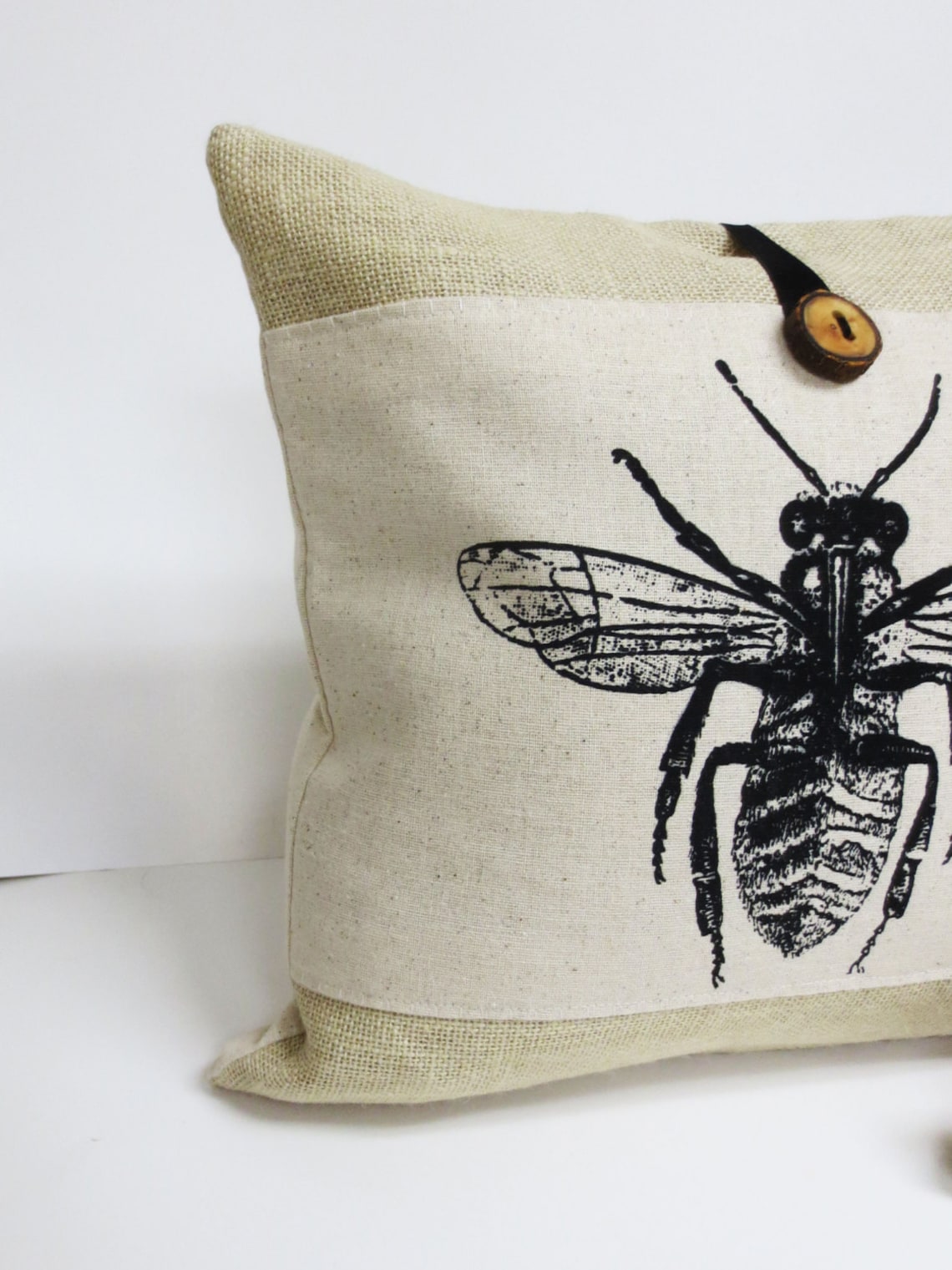 Bee Insect Screen Print Pillow Poly Burlap Pillow | Etsy