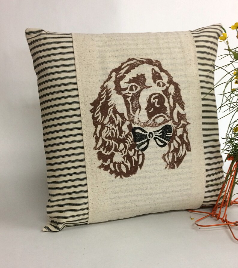 Cocker Spaniel Pillow Hand Block Print Decorative Accent - Etsy