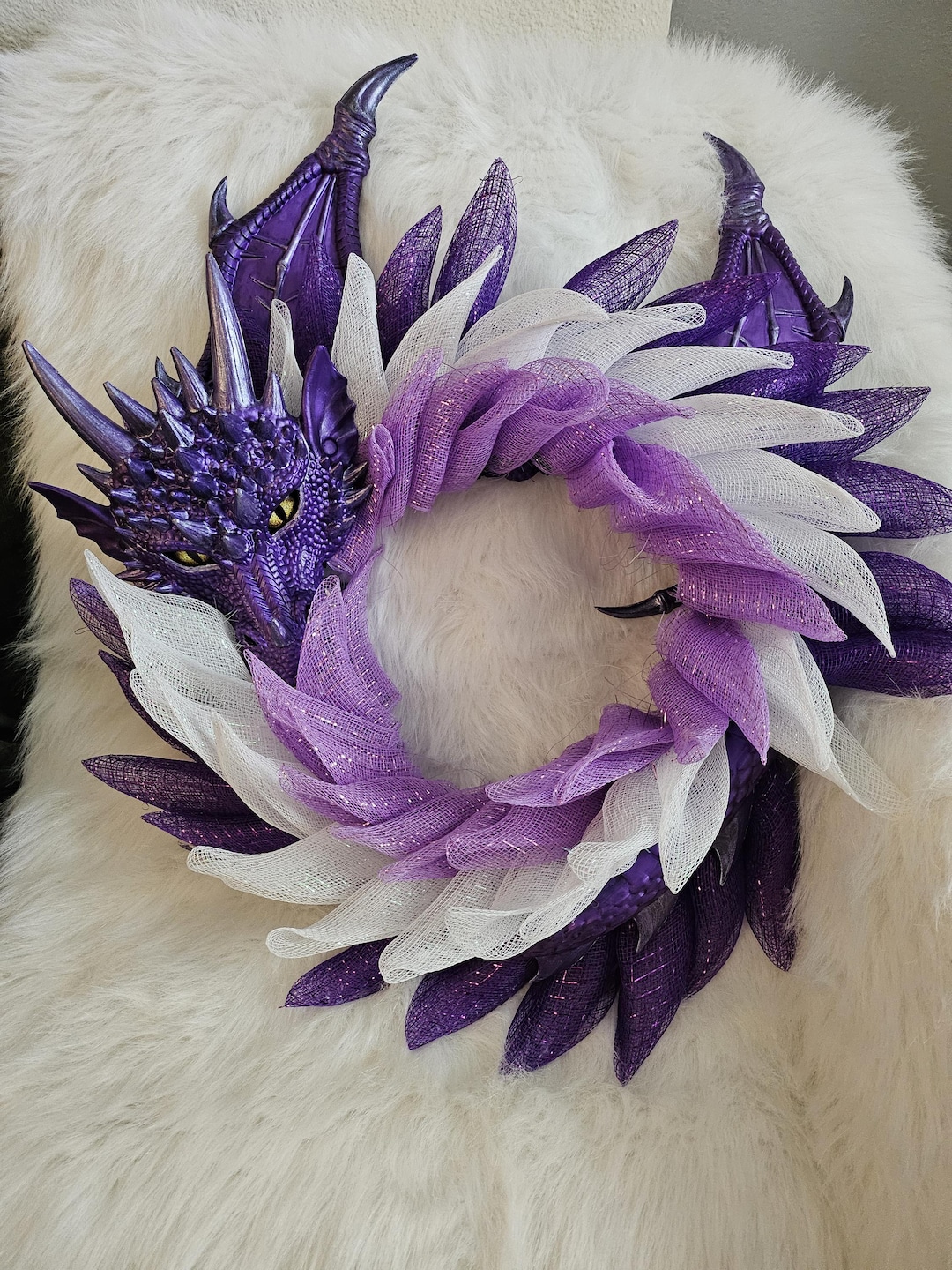 Amethyst Queen.. Dragon Wreath With Tail and Wings.. - Etsy