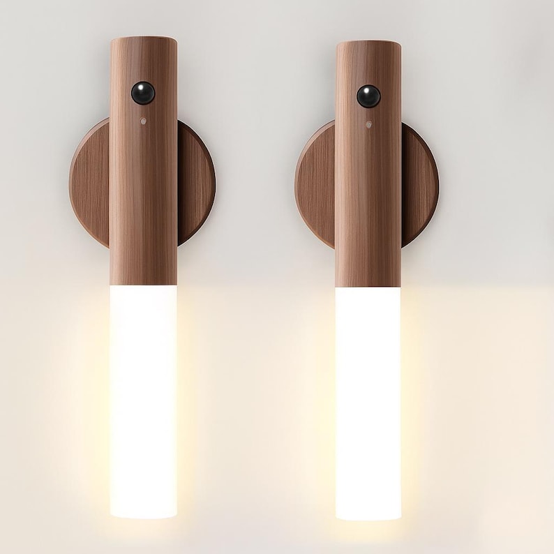 Modern Wooden LED Wall Sconce – Stylish Interior Night Light – Portable ...