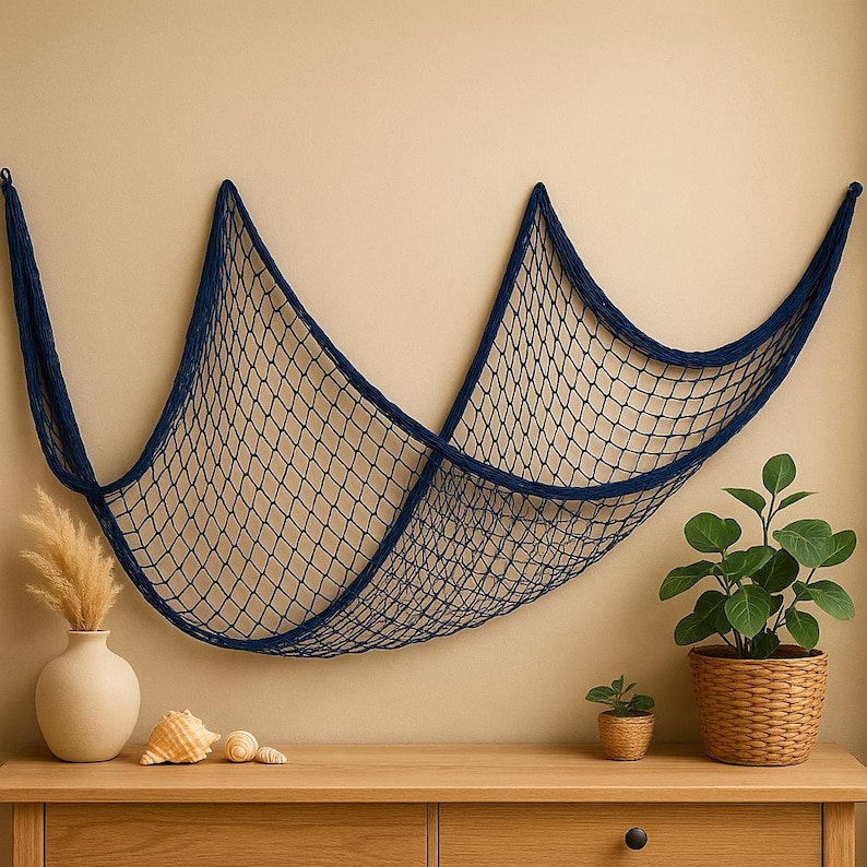 Seashell Fishing Net Wall Decor: Coastal Mediterranean Style - Etsy