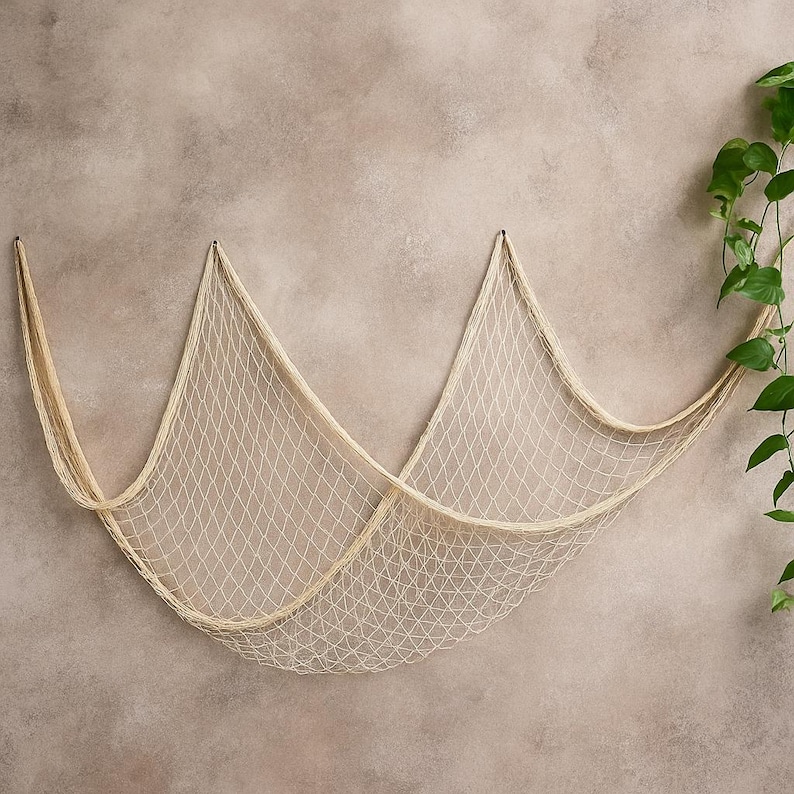 Seashell Fishing Net Wall Decor: Coastal Mediterranean Style - Etsy