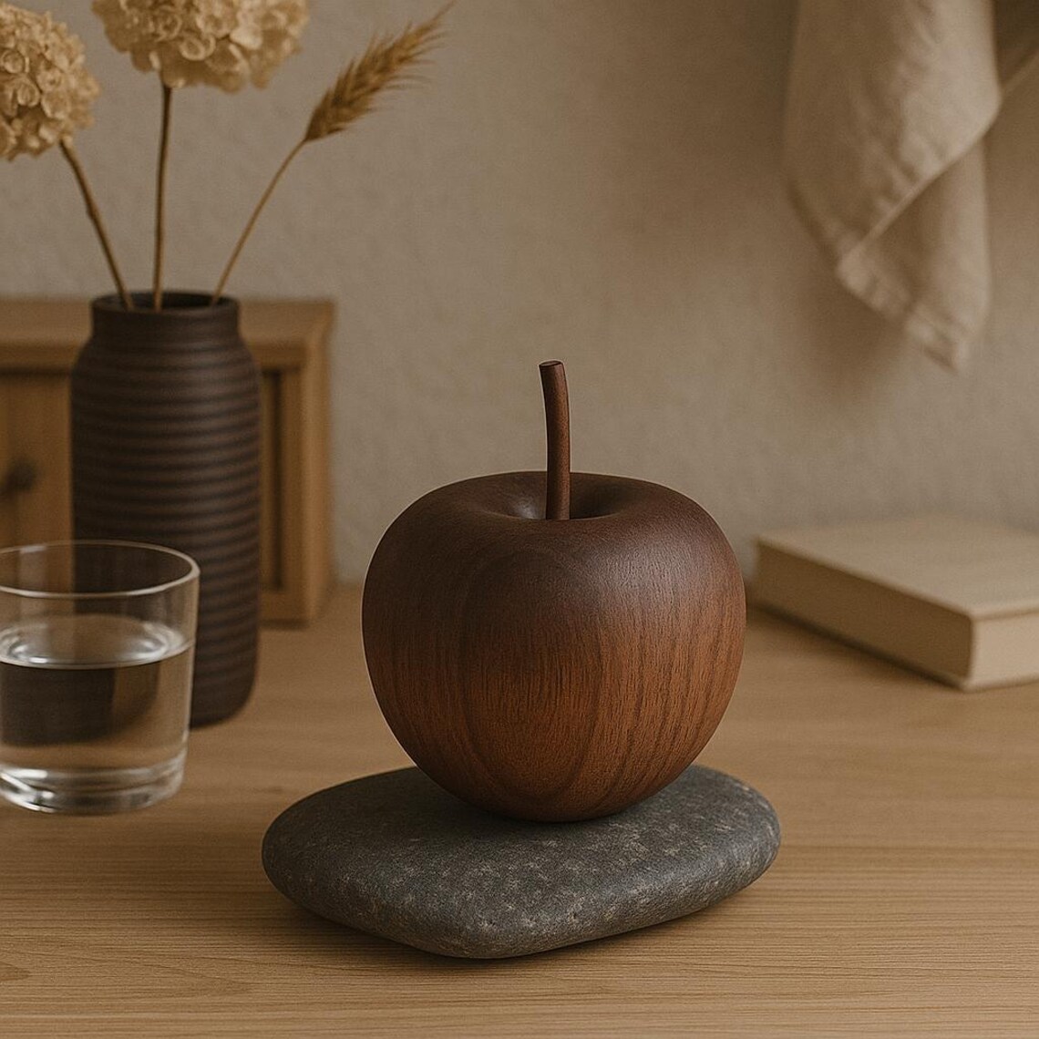 Minimalist Wood Apple Diffuser – Aromatherapy Ornament & Blessing Gift ...