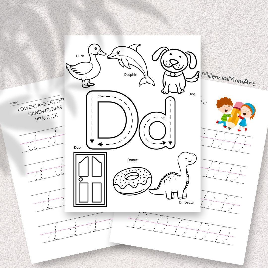 Letter D Preschool Learning Worksheet | Alphabet Tracing & Coloring ...