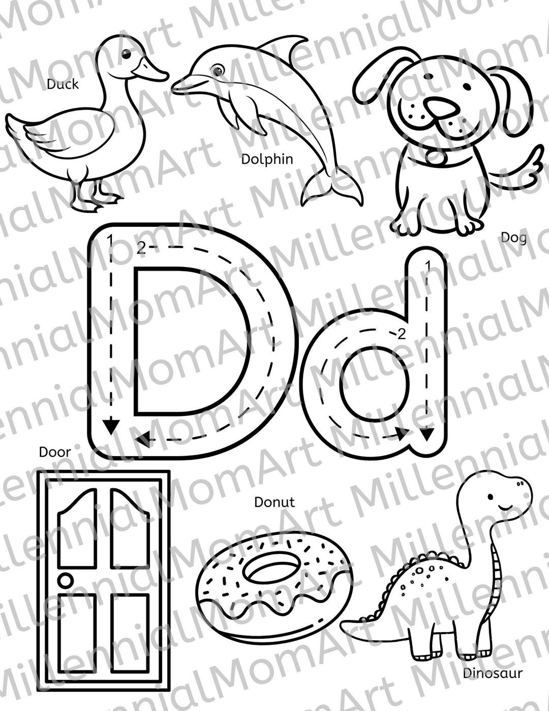Letter D Preschool Worksheet | Alphabet Tracing & Coloring Page | "d ...