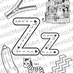 Letter Z Preschool Worksheet | Alphabet Tracing & Coloring Page | "z ...