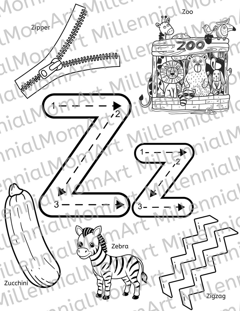 Letter Z Preschool Worksheet | Alphabet Tracing & Coloring Page | "z ...
