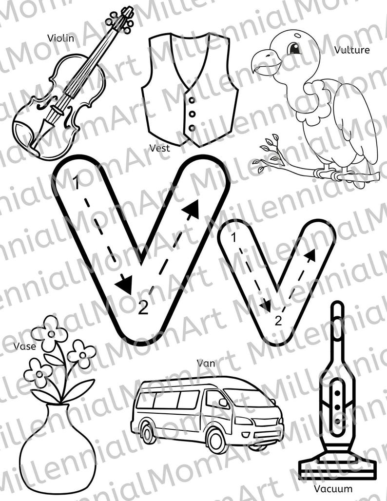 Letter V Preschool Worksheet | Alphabet Tracing & Coloring Page | "v ...