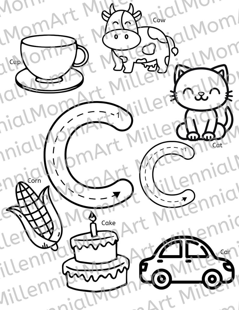 Letter C Preschool Learning Worksheet | Hard "c" Sound Alphabet Tracing ...