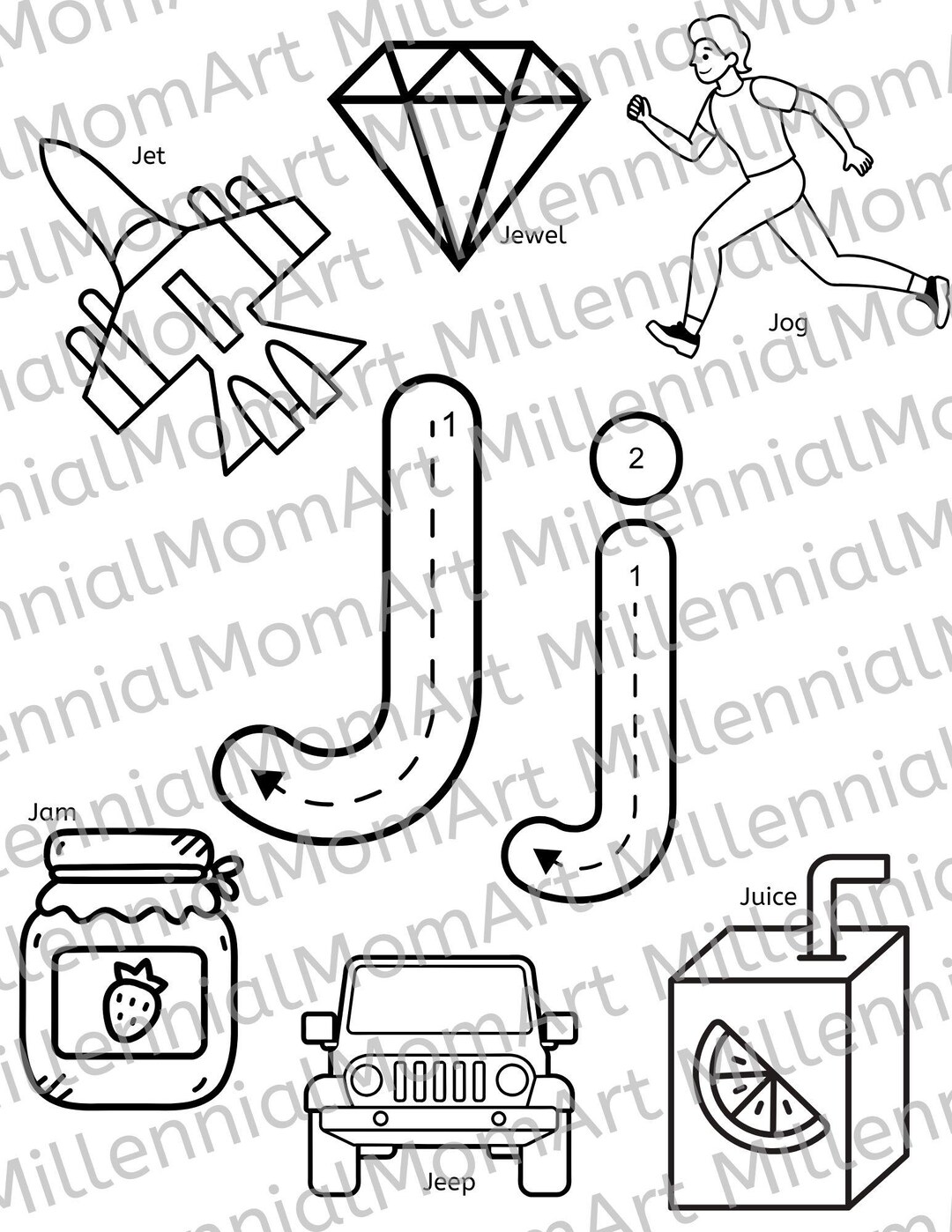 Letter J Preschool Worksheet | Alphabet Tracing & Coloring Page | "j ...