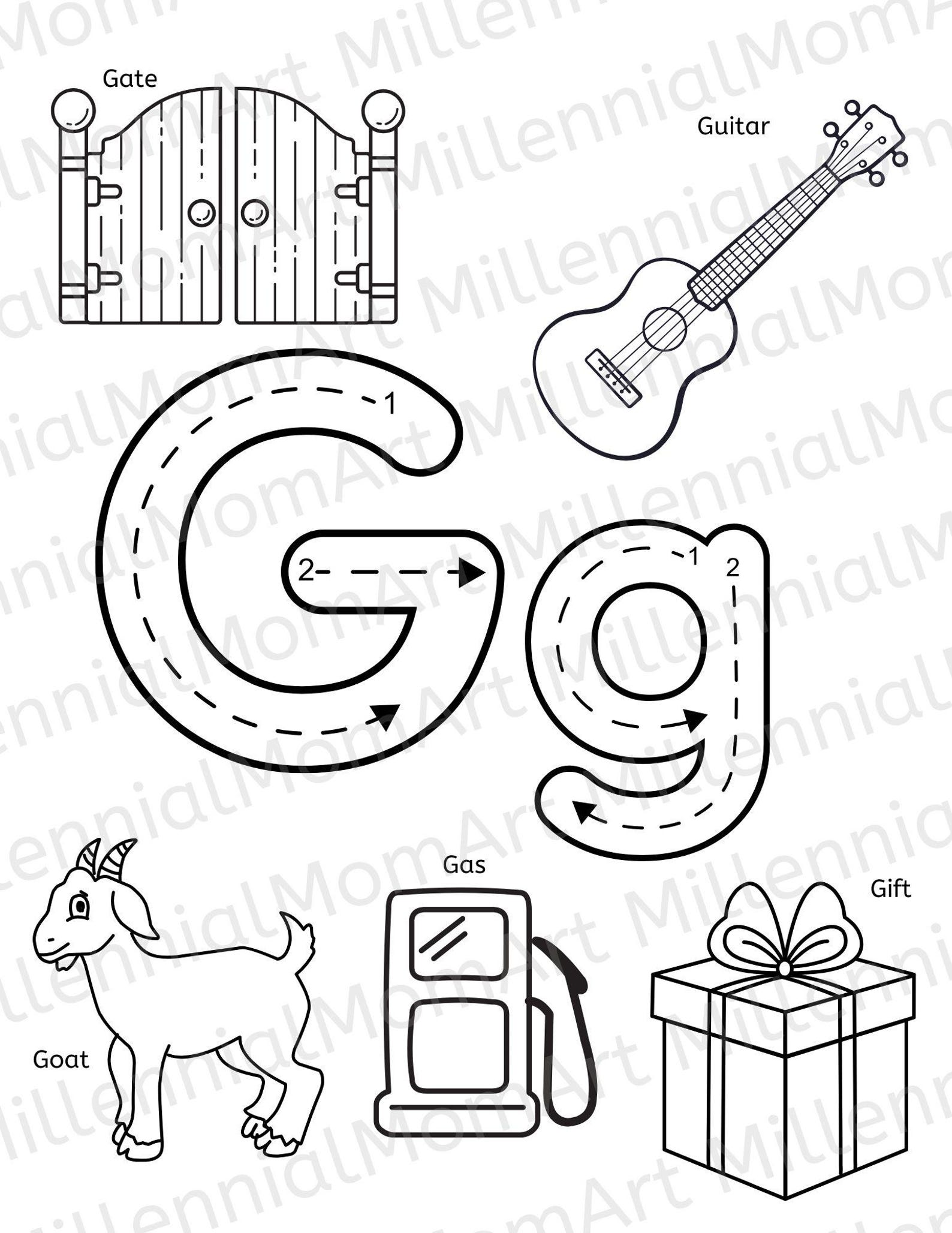 Letter G Preschool Worksheet | Alphabet Tracing & Coloring Page | Hard ...