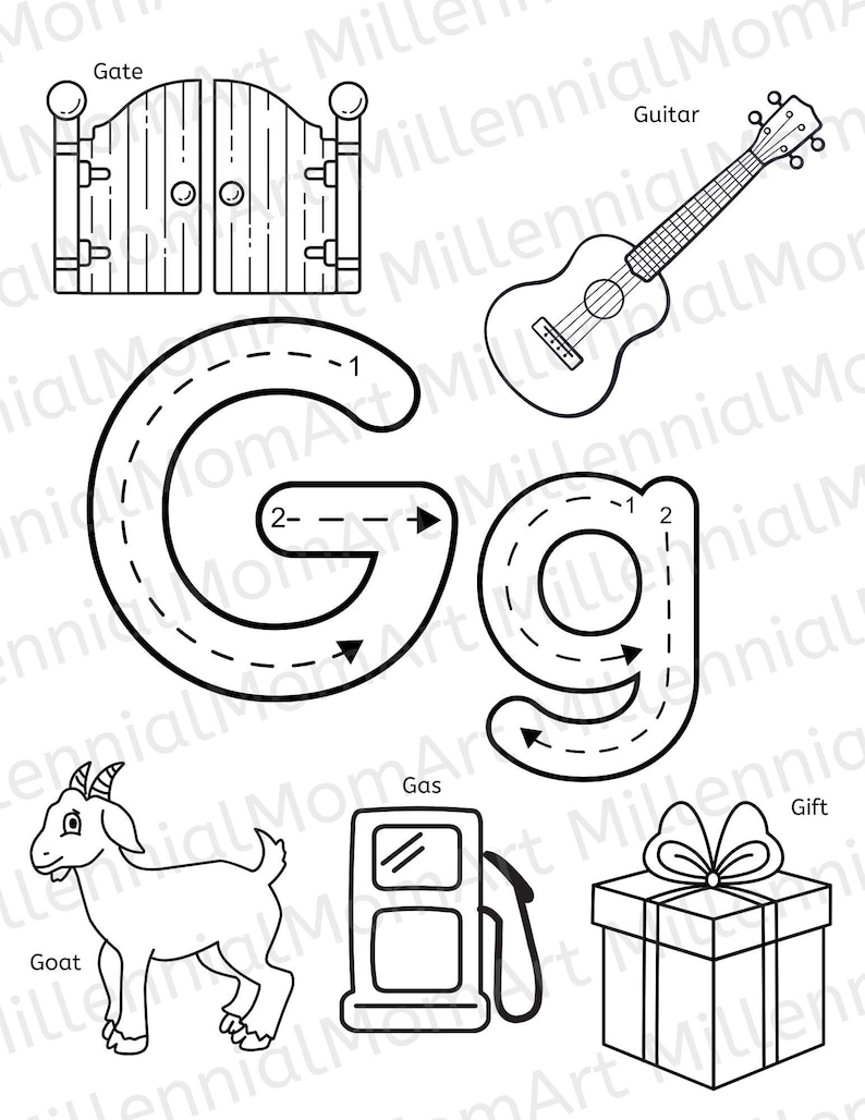 Letter G Preschool Worksheet | Alphabet Tracing & Coloring Page | Hard ...